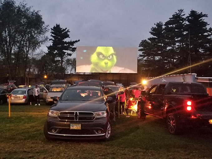 Even the Grinch can't steal the joy of drive-in movie night, where holiday classics take on new life against the backdrop of twinkling car lights.