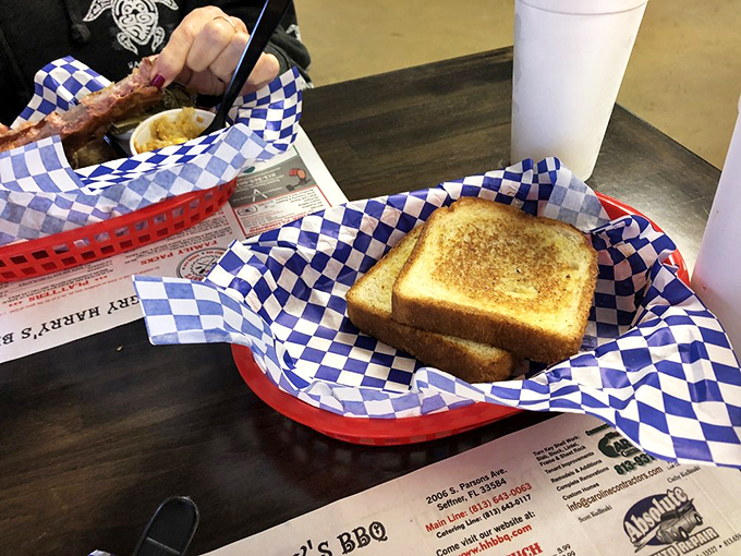 Texas toast: the unsung hero of BBQ plates everywhere. Golden, buttery, and ready to soak up every last drop of that precious sauce.