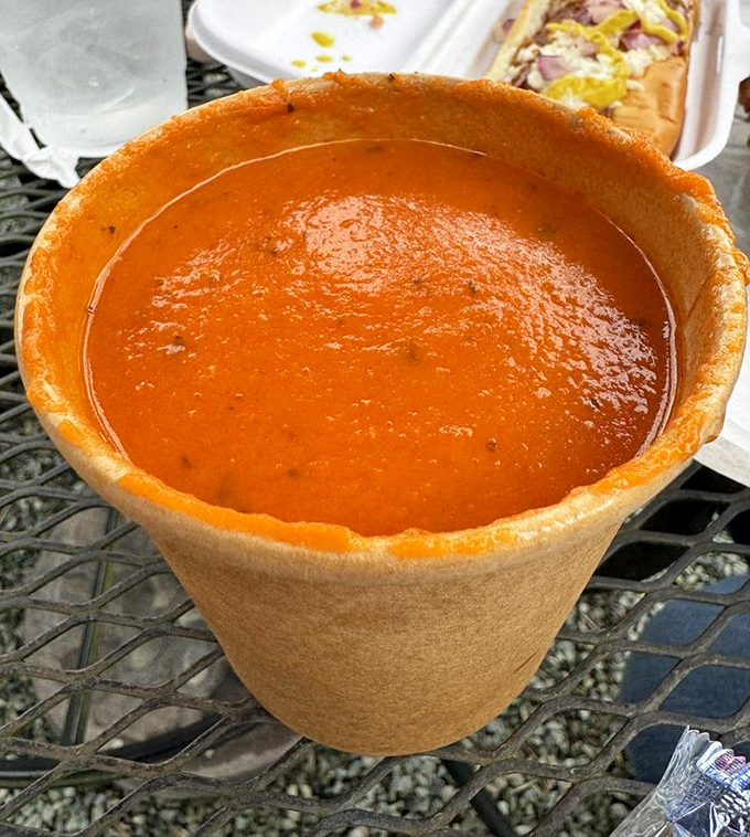 This tomato soup isn't messing around – thick, rich, and ready to transform your ordinary day into something extraordinary. Comfort in a bread bowl.