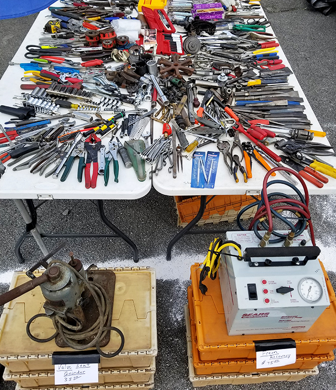 Tool heaven for the handy-person, where yesterday's wrenches and pliers await new garages to call home.