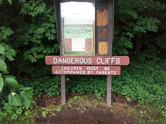 Warning signs remind visitors that Mother Nature doesn't childproof her most spectacular creations&mdash;parental supervision and common sense required.