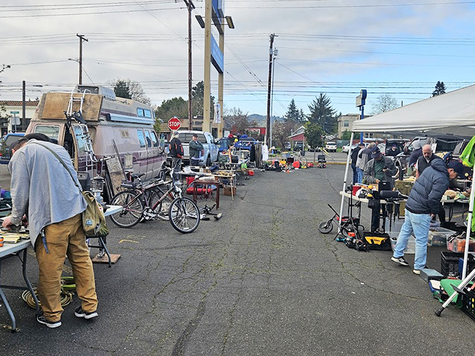 Tools, toys, and treasures await new homes. That red vacuum cleaner might just be someone's vintage design statement tomorrow.