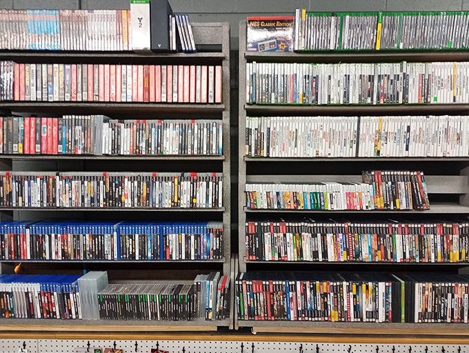 Gaming nostalgia fills these shelves, where yesterday's cutting-edge consoles await players seeking to relive their button-mashing glory days.