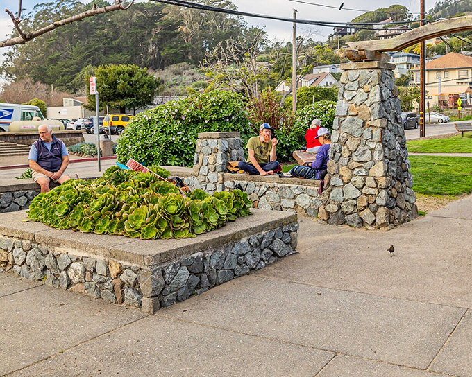 The town's stone gathering spot &ndash; where strangers become neighbors and succulent gardens thrive on ocean mist and good conversation.