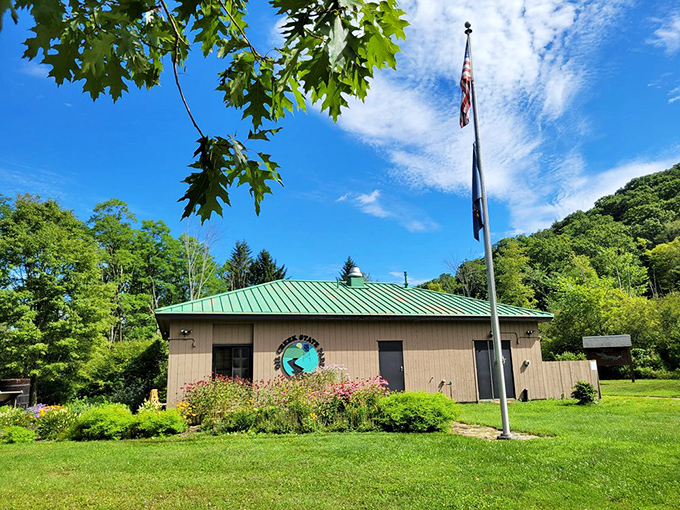 The park's visitor center welcomes explorers with information, exhibits, and that essential first cup of morning coffee.