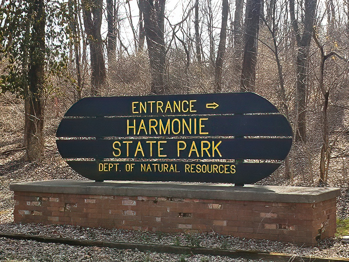 First impressions matter, and Harmonie's entrance sign promises exactly what awaits beyond&mdash;natural harmony in a chaotic world.