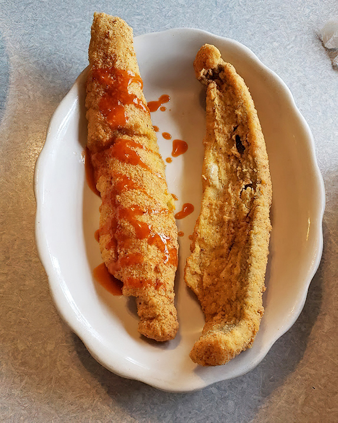 Cornmeal-crusted whiting with hot sauce &ndash; proof that sometimes the simplest preparations yield the most profound satisfaction.