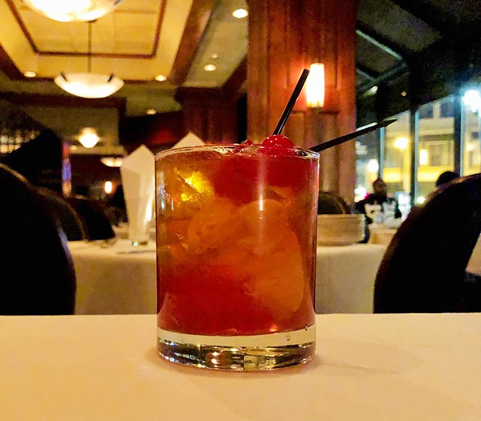 An Old Fashioned that Don Draper would approve of. The perfect amber companion to cut through the richness of a prime steak.