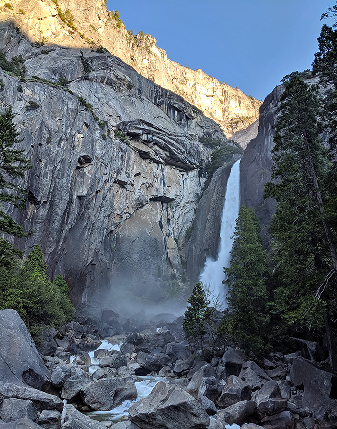 Yosemite Falls reminds us why Lee Vining's location is retirement gold. World-class natural wonders just a scenic drive from your affordable front porch.