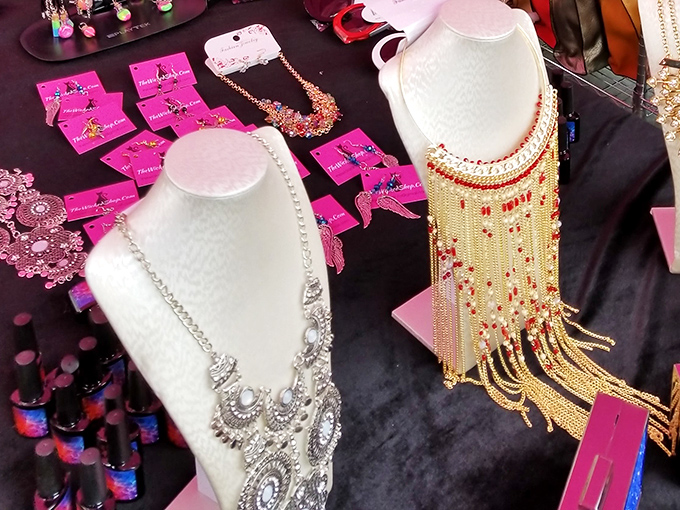 Jewelry that spans from costume to "is that real?" &ndash; all displayed with the hopeful sparkle of pieces waiting for their next night out.