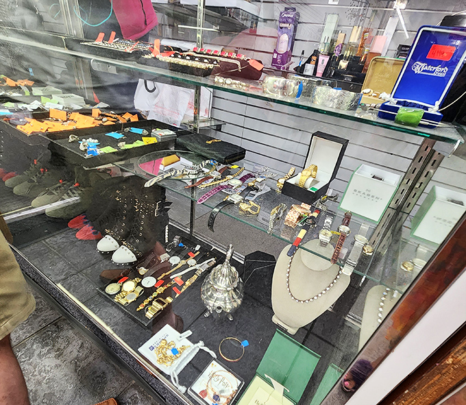 The jewelry counter: where costume pieces mingle with occasional hidden gems, creating a treasure hunt that beats any arcade game for pure adrenaline.