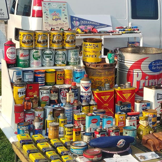 Motor oil cans create a colorful time capsule of American automotive culture. Before quick-lube shops, these brands kept family cars running through decades of road trips.