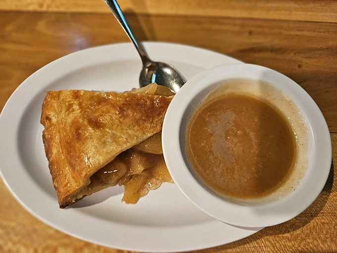 Homemade apple pie with caramel sauce &ndash; because every great barbecue meal deserves a sweet, sticky finale.