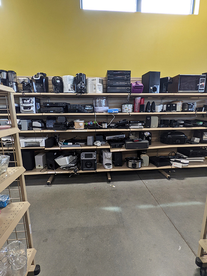 The electronics graveyard, where yesterday's must-have gadgets await resurrection. That bread maker might just fulfill your sourdough dreams after all.