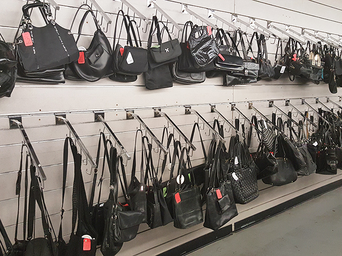 Handbag heaven! Where else can you find this many potential purses without a security guard eyeing you suspiciously?