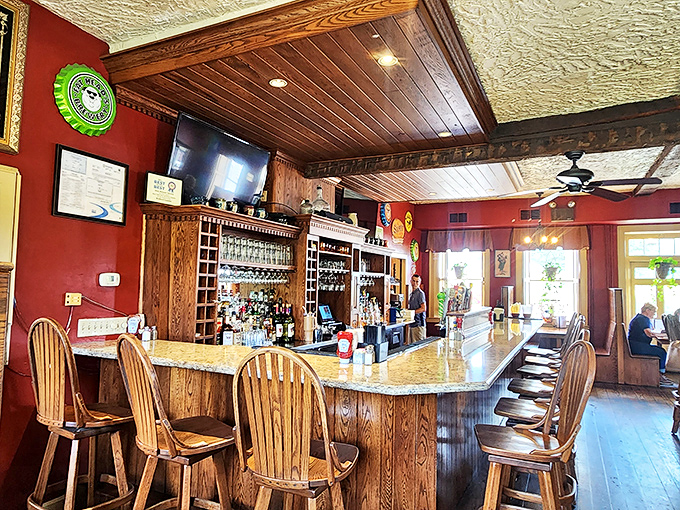 Not just a bar, but a time capsule with spirits. The wooden craftsmanship and warm lighting create the perfect atmosphere for historical toasts.