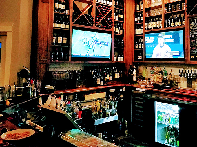 The kind of bar where serious wine conversations happen alongside debates about the best fishing spots.