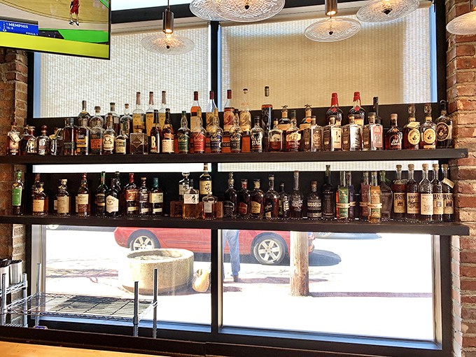 A whiskey selection that would make bourbon country proud. The perfect liquid companion to anything emerging from their smoker.