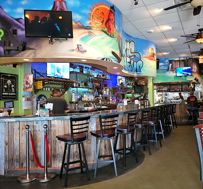 Bar seating offers front-row views of culinary magic while fostering conversations with fellow seafood enthusiasts.