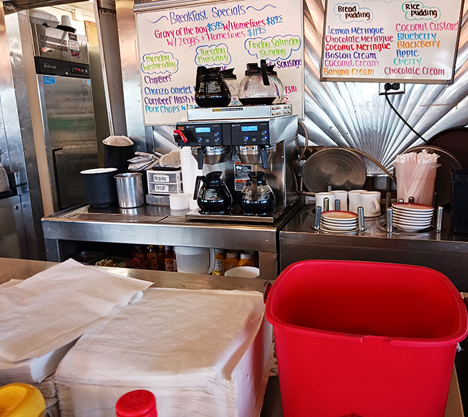 The coffee station&mdash;command central for the lifeblood of any respectable diner, where mugs are filled and morning grumpiness goes to die.