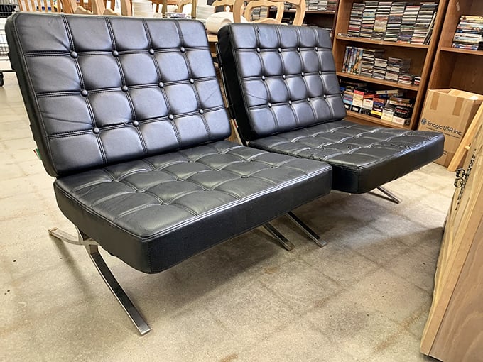 Barcelona meets bargain bin in these sleek leather chairs. Mies van der Rohe would approve&mdash;and so would your wallet.