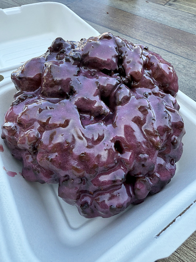 The blackberry fritter&mdash;a purple-hued masterpiece that turns fruit and dough into something approaching art.