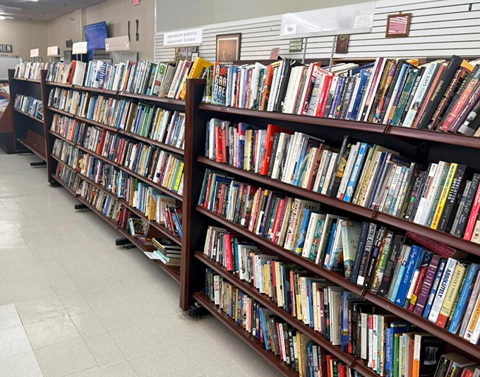A bibliophile's dream that puts some bookstores to shame. Each spine represents someone else's adventure, now waiting for you to discover it.