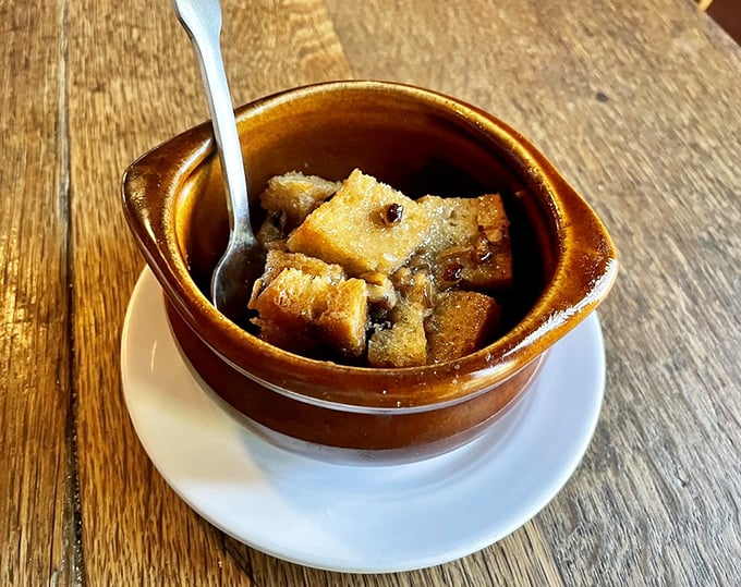 Bread pudding that would make your grandmother both jealous and proud. Comfort in a crock, waiting for that spoon dive.