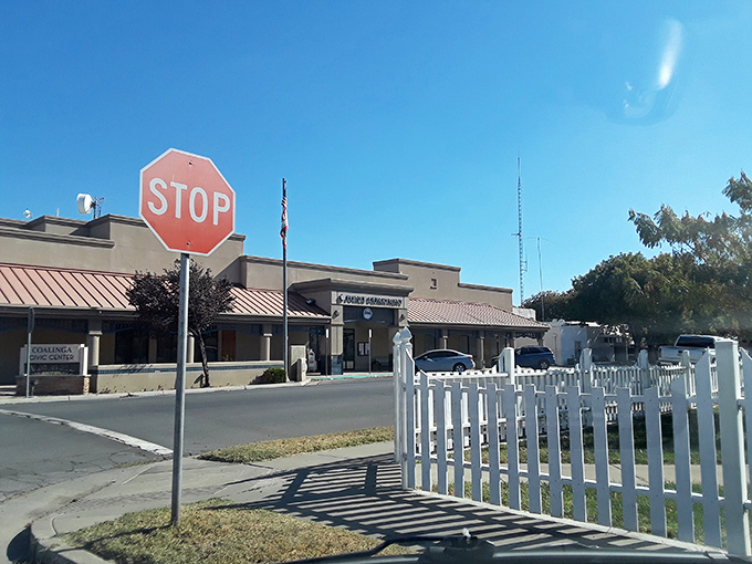 The Coalinga Police Department building stands as reassurance that small-town safety isn't just a nostalgic concept from 1950s television shows.