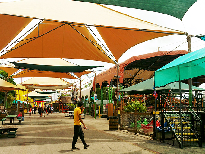 Yes, those are actual carnival rides, because why shouldn't shopping feel like a state fair adventure?