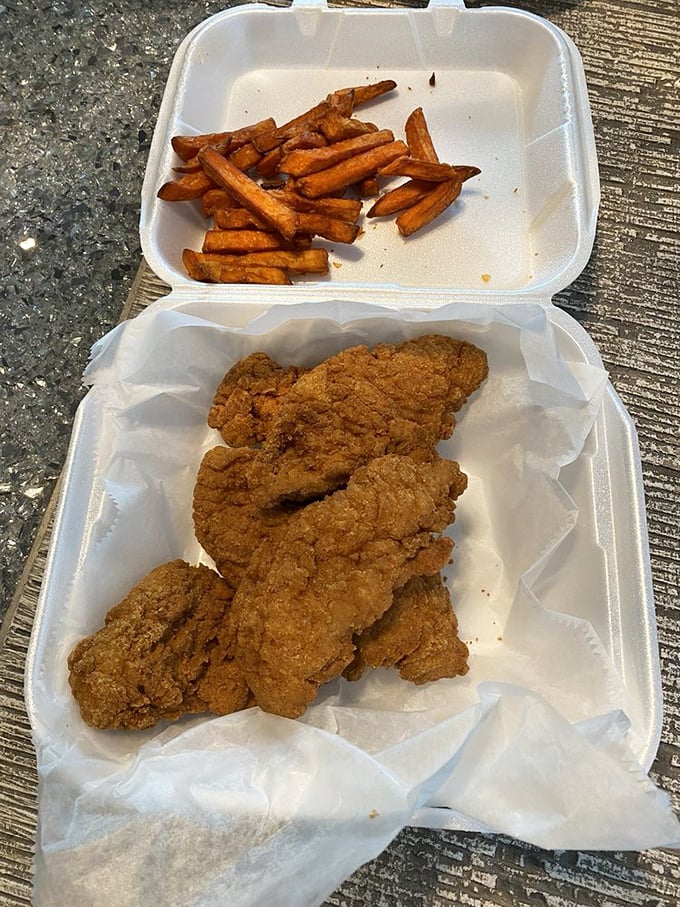 Chicken tenders for those who like their comfort food dressed up and ready to party.