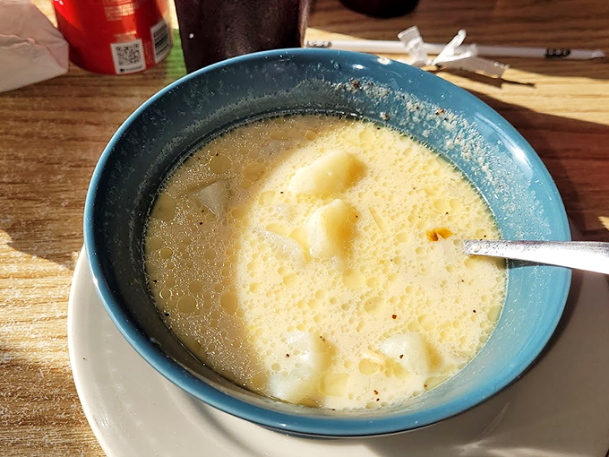 A bowl of clam chowder that looks like it could cure whatever ails you &ndash; creamy, chunky, and clearly made by someone who cares.