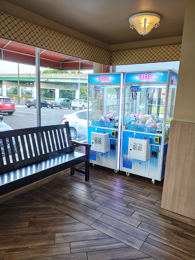 Even the waiting area offers entertainment&mdash;claw machines promising plush treasures while you anticipate the greater prize of pancakes to come.