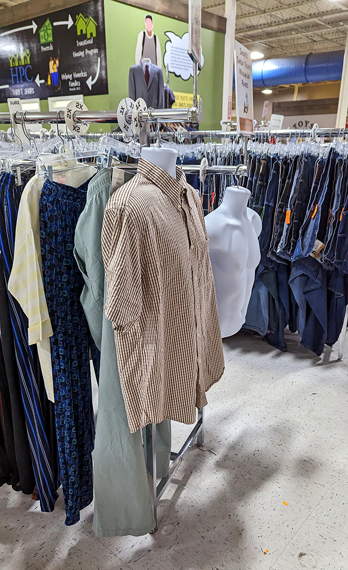 Men's department curated with care &ndash; these aren't castoffs but "pre-loved classics" waiting for their next adventure in someone's wardrobe.