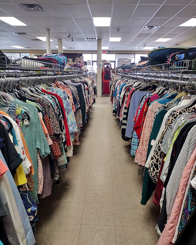 The clothing section stretches like a fabric sea. Navigate these aisles with a sense of adventure and comfortable shoes.