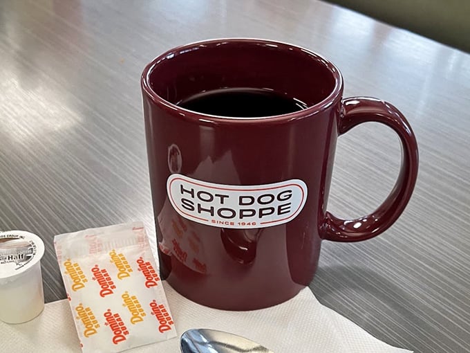 That coffee mug has seen things – mostly people's faces when they realize the chicken sandwich lives up to the hype.