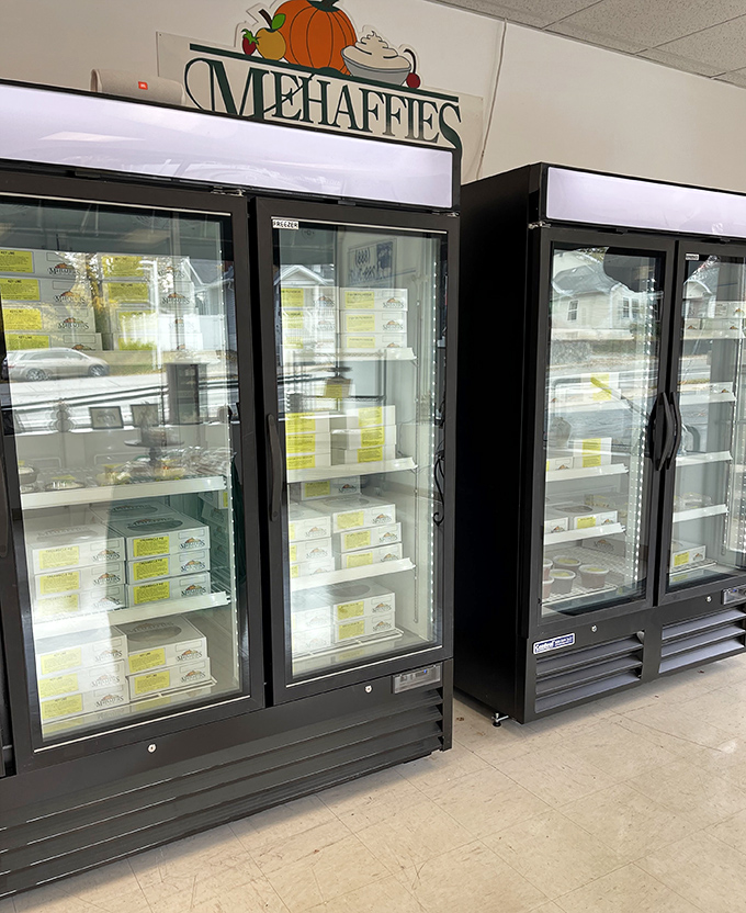 The refrigerated cases hold tomorrow's joy, neatly boxed and labeled. Like a library of deliciousness waiting to be checked out.