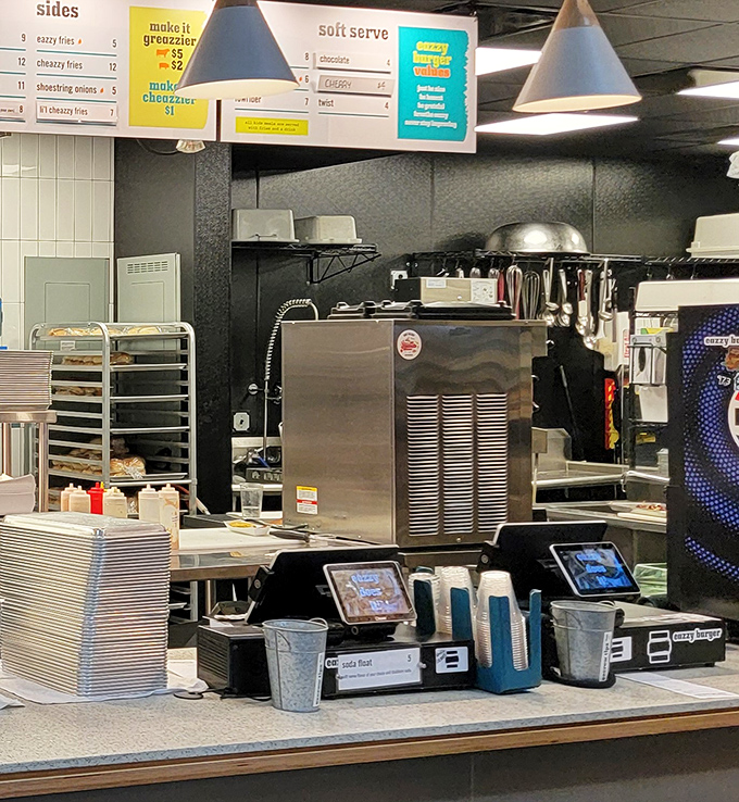 Behind every great burger is an efficient kitchen&mdash;stainless steel, organization, and the tools of the burger craft.