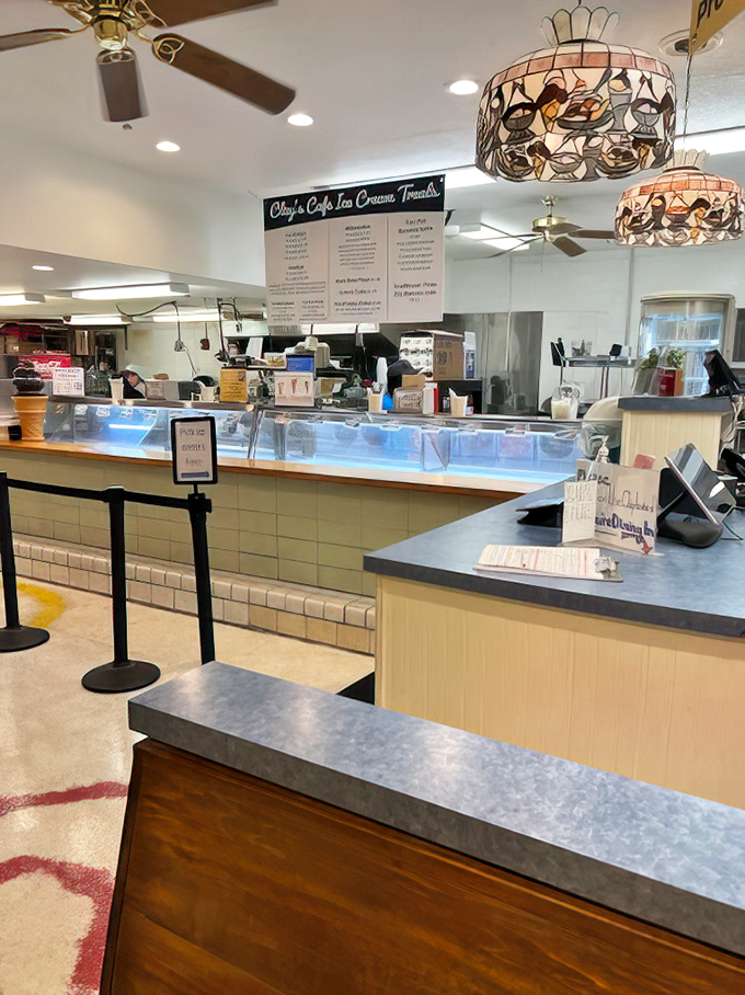 The ice cream counter promises sweet endings to savory meals, with nostalgic flavors that transport you back to simpler times.