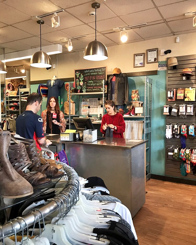 The buying counter: where staff members make split-second decisions that determine if your castoffs become someone else's treasure or return home with you.