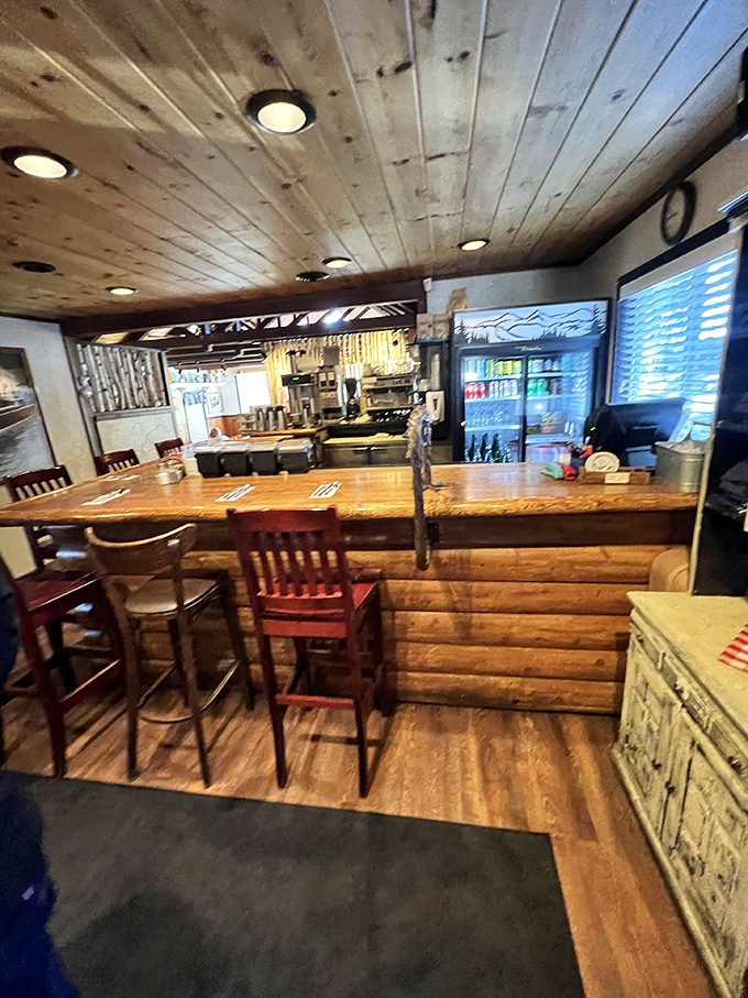 Pull up a chair at the counter for a front-row seat to breakfast theater&mdash;where wooden beams and rustic charm set the stage for culinary magic.