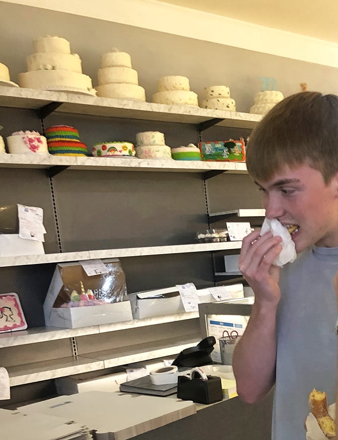 That moment when bakery bliss can't wait until you get home &ndash; we've all been there, young man.