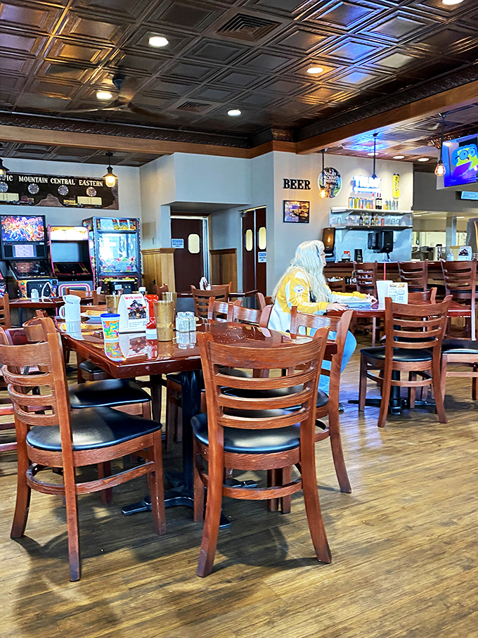 The dining area strikes that perfect balance between "comfortable enough to linger" and "busy enough to know the food must be good."