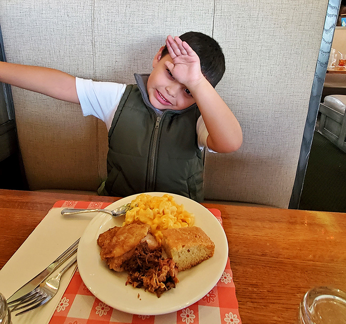 Kid-approved comfort food that brings the universal "hand-on-forehead" pose of satisfaction. Mac and cheese: uniting generations since forever.