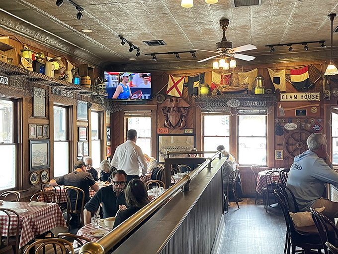 Where locals and visitors break bread together. The bar area hums with conversation as patrons debate the Giants' chances or reminisce about old San Francisco.