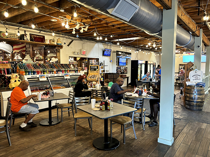 The best conversations happen across these tables, where strangers become friends over shared appreciation of perfectly executed comfort food.