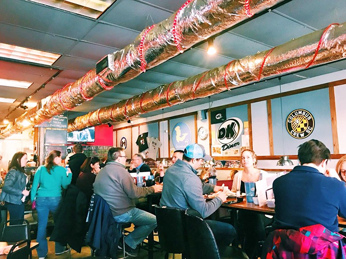 The counter fills with regulars and newcomers alike, all united in the universal language of "pass the syrup" and "yes, I'll have another coffee."