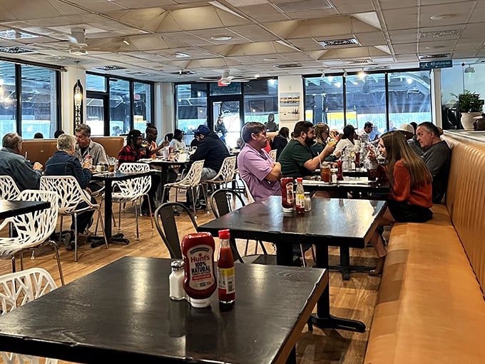 A bustling dining room filled with happy faces and animated conversations. The soundtrack of satisfaction plays on repeat here.