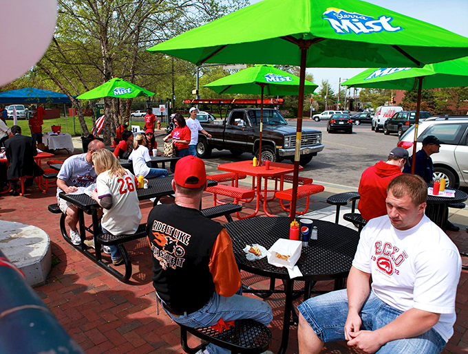 The outdoor dining area where strangers become friends, united by the universal language of great food and Philly sports talk. 