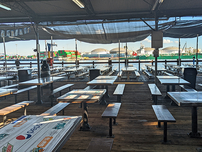 Waterfront dining with industrial chic &ndash; where shipping containers and fishing boats provide the perfect backdrop for seafood indulgence.